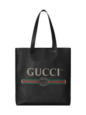 Gucci Logo-print Leather Tote Bag - Black