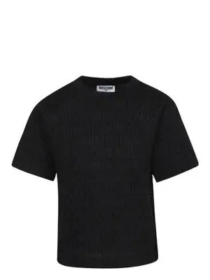 Moschino Short-sleeved T-shirt With All-over Logo - Black