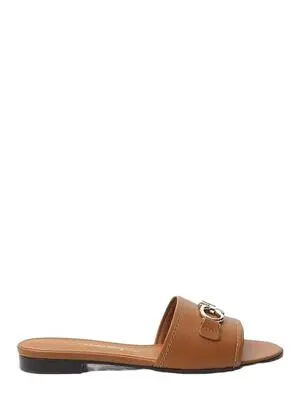 FERRAGAMO Double Gancini Open Toe Sandals - Brown
