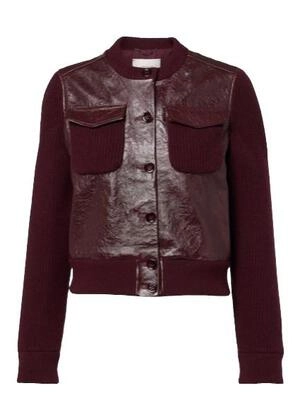 Dorothee Schumacher Cropped Leather Bomber Jacket With Ribbed Trims - Brown