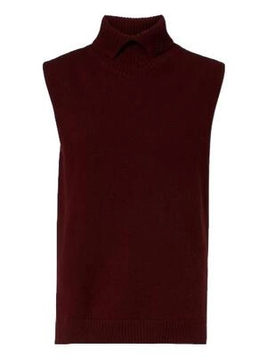 JIL SANDER Wool Turtleneck Sweater Vest - Brown