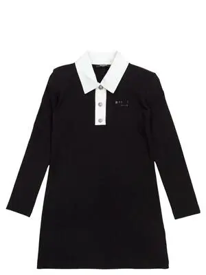 Balmain Long-sleeved Dress With Lapels And Logo Detail - Black