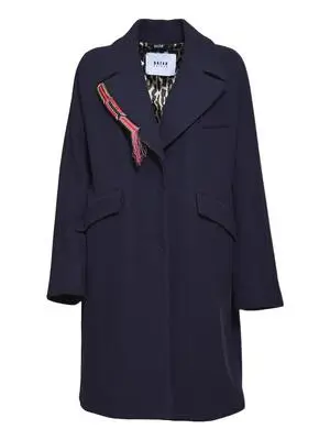 BAZAR DELUXE Single-breasted Coat With Embroidered Detail - Blue