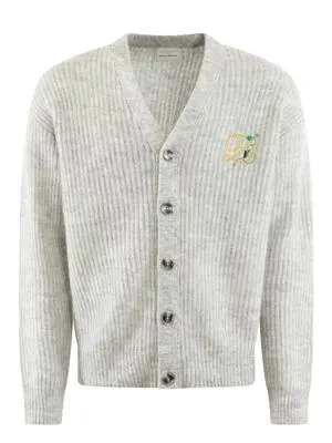 Drole De Monsieur Long-sleeved Knitted Cardigan - Grey