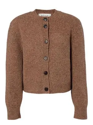 RÓHE Crew Neck Wool Cardigan - Brown