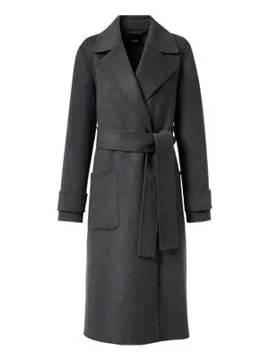 JOSEPH Belted Long-sleeved Coat - Black