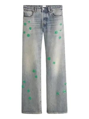 Dior Flared Embroidered Jeans - Blue