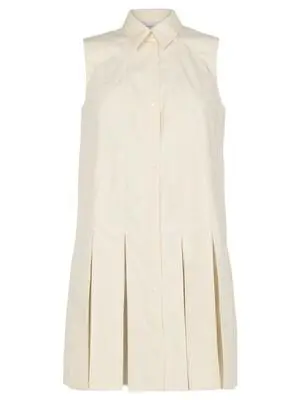Moncler Sleeveless Collared Pleated Dress - White