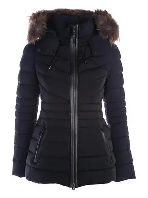 Mackage Hooded Down Jacket With Fur Trim - Black
