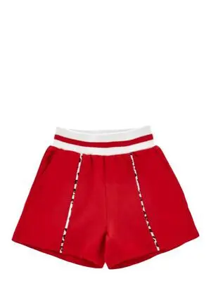 MONNALISA Monnalisa Red Elastic Waist Shorts With White Stripe Detailing