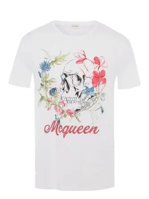 Alexander McQueen Deconstructed Floral Skull T-shirt - White