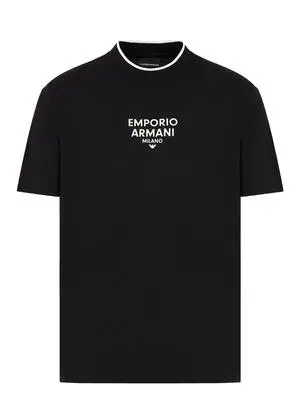 Emporio Armani Logo-rubberised Crewneck T-shirt - Black