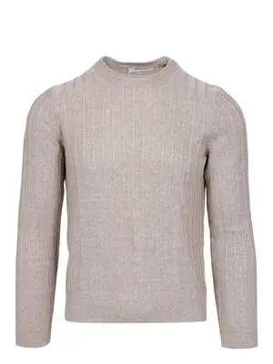 GRAN SASSO Long Sleeve Crew Neck Sweater - Beige