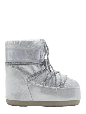 Moon Boot Icon Low Glitter Lace-up Boots - Silver