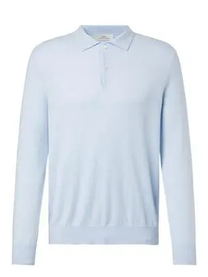 Arch4 Long-sleeved Knit Polo Shirt - Blue