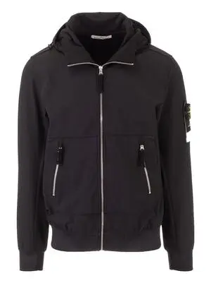 Stone Island Logo-patch Hooded Jacket - Black
