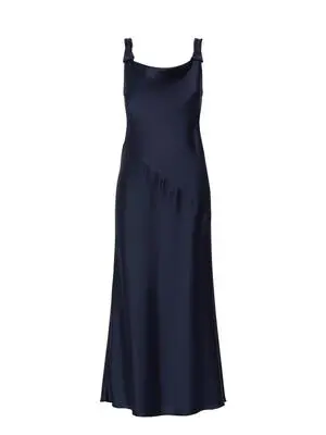Max Mara Sleeveless Draped Neckline Dress With Back Knot Detail - Black