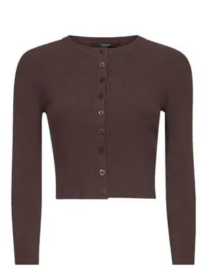 Max Mara Cropped Ribbed Knit Cardigan - Brown