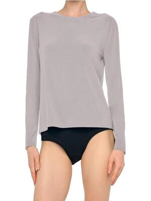 Norma Kamali Cropped Long Sleeve T-shirt - Grey