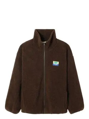 American Vintage High Neck Long Sleeve Fleece Jacket - Black