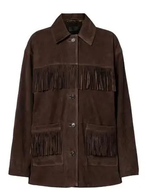 NILI LOTAN Suede Fringed Jacket - Black