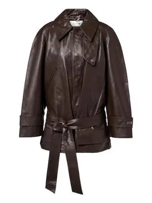 Victoria Beckham Leather Lapel Jacket - Black
