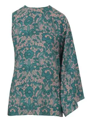 GIANLUCA CAPANNOLO Floral One-shoulder Top - Blue