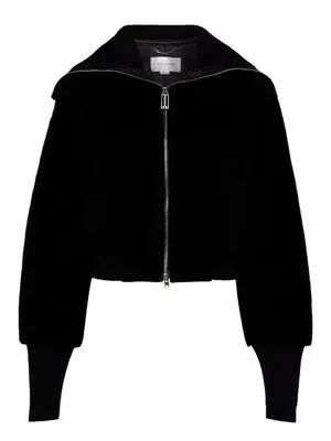 Victoria Beckham Cropped Zip Up Jacket - Black