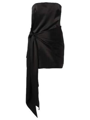 David Koma Off-the-shoulder Satin Mini Dress With Tie Detail - Black