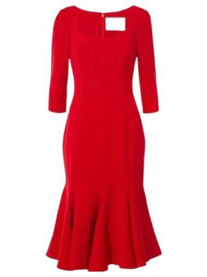 CAROLINA HERRERA Carolina Herrera Crêpe Midi Dress With Square Neckline And Flared Trumpet Silhouette