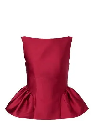 Roland Mouret Peplum Taffeta Top - Red