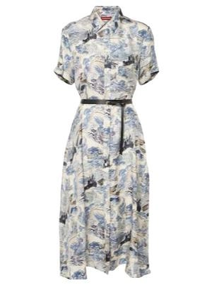 Altuzarra Kiera Printed Silk Shirt Dress - Gray