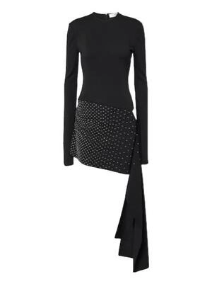 Attico Embellished Asymmetrical Minidress - Black