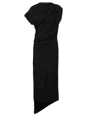 Proenza Schouler Asymmetrical Draped Midi Dress - Black