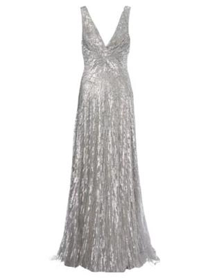 Monique Lhuillier Sequined Tulle Gown - Gray