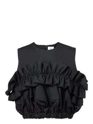 Comme Des Garçons Ruffled Wool Top - Black