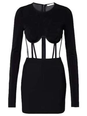 NENSI DOJAKA Paneled Corset Mini Dress - Black