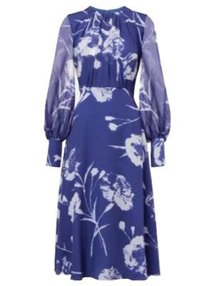 Erdem Floral Silk Voile Midi Dress - Blue