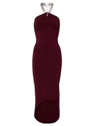Galvan Halterneck Midi Dress - Brown