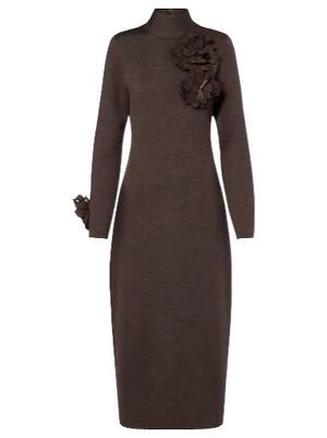 Oscar De La Renta Floral-appliqué Wool-blend Midi Dress - Black