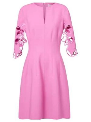 Oscar De La Renta Embroidered Wool-blend Lace Midi Dress - Pink
