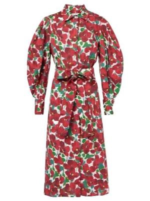 Carolina Herrera Floral Cotton-blend Shirt Dress - Red