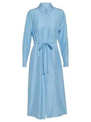 Dorothee Schumacher Long-sleeved Midi Dress With Elasticated Waist - Blue