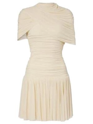 Magda Butrym Pleated Mini Dress - Beige