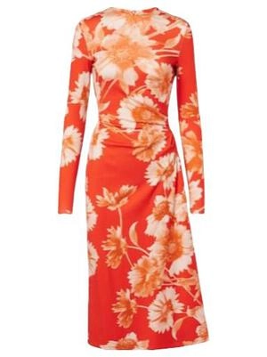 Erdem Floral Draped Midi Dress - Red