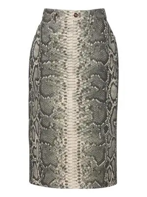 Gabriela Hearst Adelaide Snake-print Cotton Midi Skirt - Gray