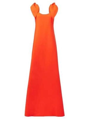 Oscar De La Renta Wool-blend Gown With Bow Detail - Red