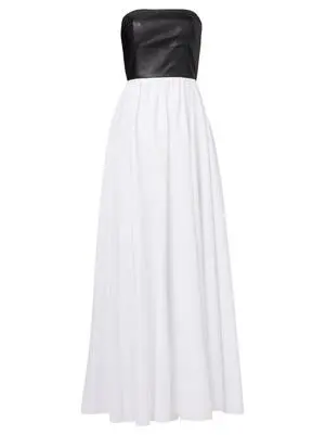Gabriela Hearst Neferu Leather-trimmed Linen Maxi Dress - White