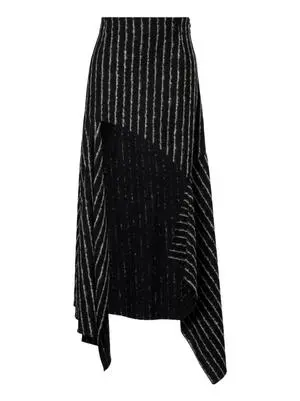 MUGLER Asymmetrical Stripe Maxi Skirt - Black