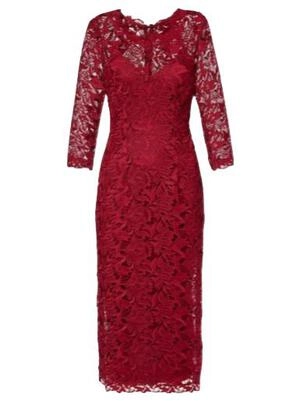 Carolina Herrera Lace Midi Dress - Red